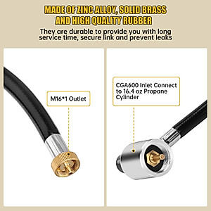 WADEO Dual Fuel Camping Stove Replacement Hose, 3FT CGA600 & M16*1 Propane Regulator Hose for Portable Propane & Butane Camping Gas Stove