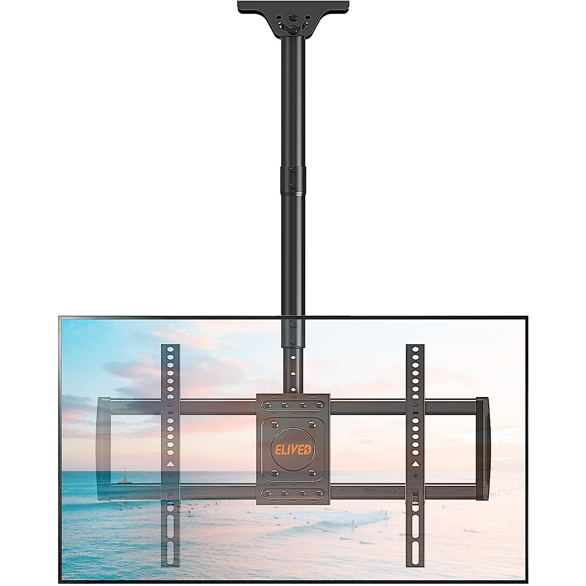 ELIVED Ceiling TV Mount for Most 37-75 Inch LED, LCD OLED Flat Curved TVs, Height Adjustable Full Motion TV Mount, Hanging TV Bracket Swivel and Tilt, Holds up to 110 lbs, Max VESA 600x400mm YD3016