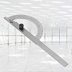 180 Degree Protractor, 80 * 120mm Carbon Stainless Steel Chrome Plating Protractor Rotary Angle Finder Measuring Ruler Tool for Woodworking