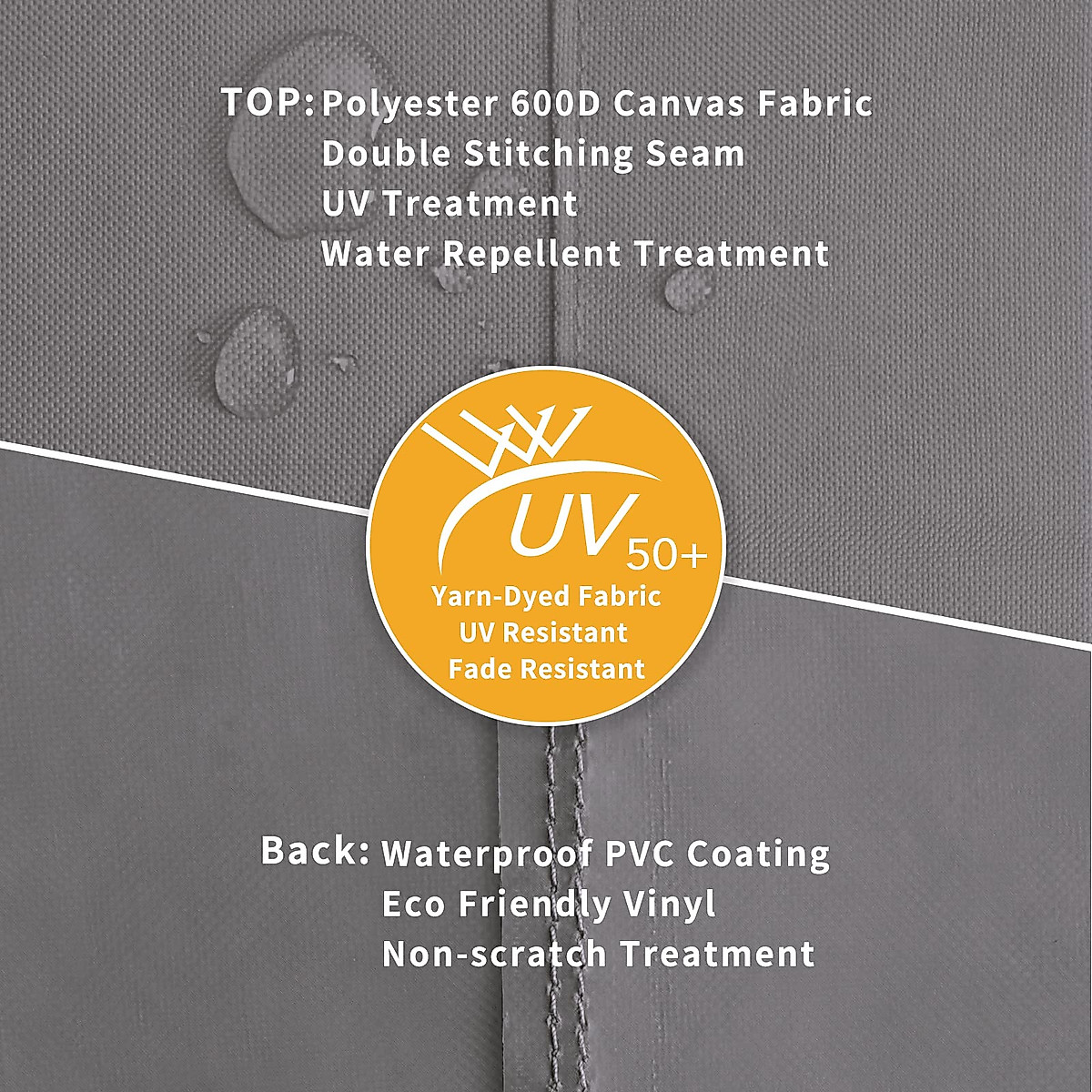 Easy-Going Patio Coffee Table Cover Small Outdoor Rectangular Table Cover, UV Resistant Waterproof Patio Furniture Cover (48"Lx28"Wx16"H, Gray/Black)