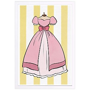 Wynwood Studio Fantasy and Sci-Fi Framed Wall Art Prints 'Princess Dress' Home Décor, 13" x 19", Pink, Yellow