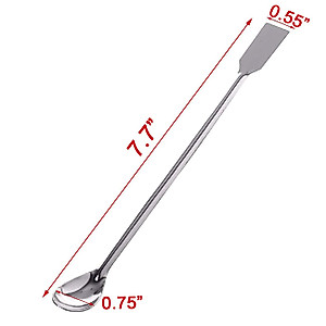 TIHOOD 10PCS 2 in 1 Stainless Steel Lab Spoon Spatula/Laboratory Sampling Spoon Mixing Spatula