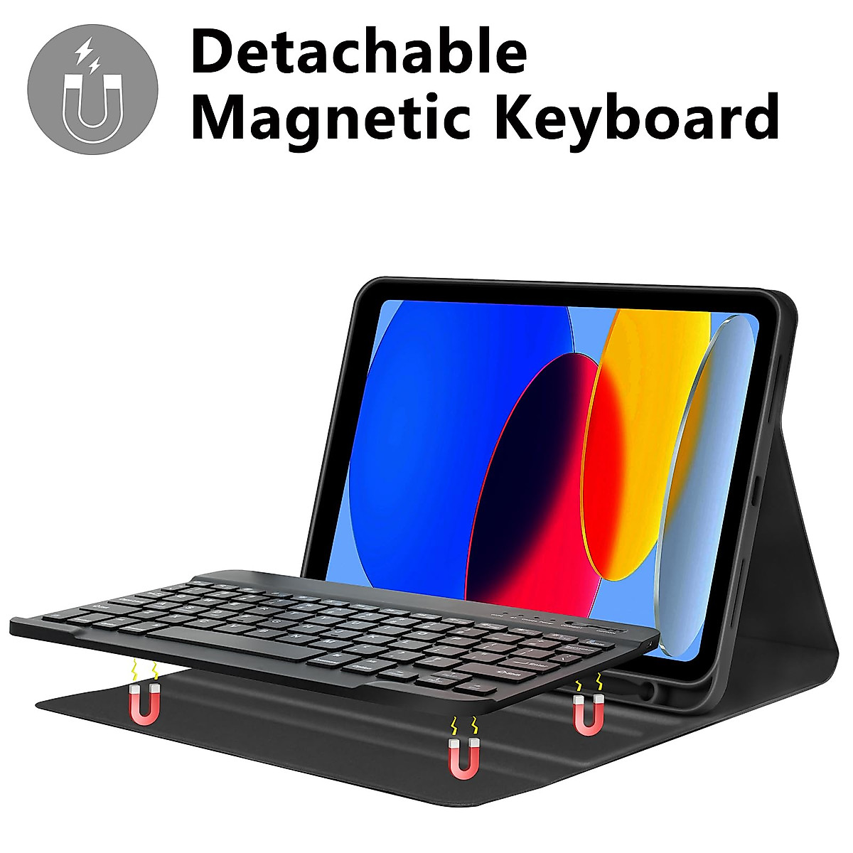 COO Keyboard Case Compatible with ipad 10th Generation (2022), Wireless Detachable Keyboard with Premium Protective Cover with Pencil Holder for Apple iPad 2022 10.9 Inch Black