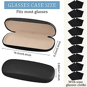 Mepase 9 Pack Black Hard Shell Eyeglasses Cases Sunglasses Case Eyeglass Case Glasses Case with Eyeglass Cloth for Men Women