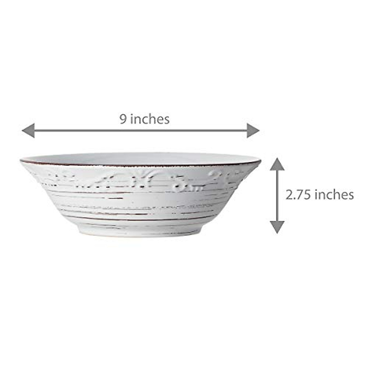 Pfaltzgraff Trellis White 16-Piece Dinnerware Set, Service for 4, Distressed White & Pfaltzgraff Trellis Serving Platter, 13.75 inch, White & Pfaltzgraff Trellis, Serve Bowl, 9", White