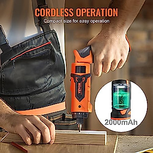 VEVOR Cordless Screwdriver, 8V 7Nm Electric Screwdriver Rechargeable Set with 82 Accessory Kit and Charging Cable, Nut Drivers Magnetic Bit Holder Tool Kit Home Repair, LED Light Dual Position Handle