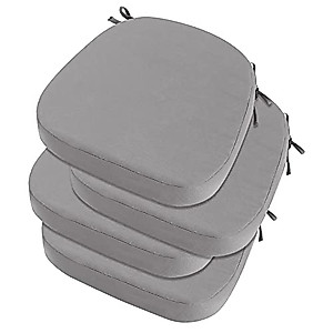 idee-home Outdoor Chair Cushions Set of 4, Thick 3" Outdoor Cushions Patio Furniture with Ties, Waterproof Patio Chair Pads Seat Dining Chair Cushions 17" x 16" x 3" Silver Grey