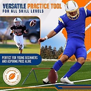 True Strike Pro Football Kicking Tee - Ultimate Football Tee Compatible with All Ball Sizes, Bonus Goal Kicking Tracker, Field Goal Football Holder