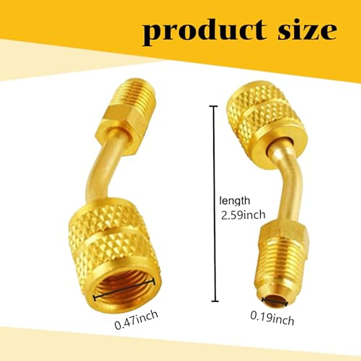 Hawyet 1 PC Car Mini Split System AC HVAC Refrigeration Service R410 Brass Converter, 5/16" SAE Female Quick Couplers to 1/4" SAE Male Flare Adapter with Thimble, Universal for Most Cars (Gold)