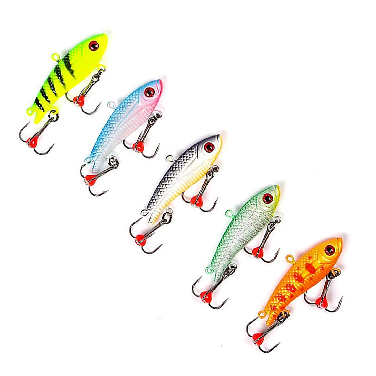 LOVEPET Ice Fishing Bait,Simulation Bait,Ice Hook,Three Hooks,Lures Bait,Fake Bait,Fishing Tackle,5cm, 20g/30g,8 Pcs