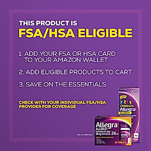 Allegra 24HR Adult Non-Drowsy Antihistamine Tablets, 100-Count, 24-Hour Allergy Relief, 180 mg