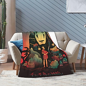 NVBCXVN Flannel Spirited Anime Away Toto'ro Blankets Lightweight Soft Warm Blanket Plush Air Conditioned Throw Blankets for Teen Couch Bed Sofa Living Room Chair 40""x30"", Black 1