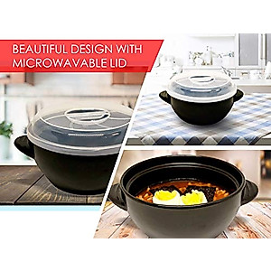 Ceramic Ramen Bowl Set for Instant Noodles With Lid 32 oz, Microwavable Bowl With Spoon And Chopsticks, Quick Ramen Cooker With Heat Resistant Handles