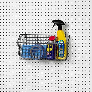 Spectrum Pegboard & Wall Mount Wire Basket Extra Large (Industrial Gray) - Storage & Organizer for Garage, Tools, Shed, Home, Work Bench, Crafts, & More