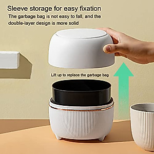 Smalibal Modern Plastic Mini Trash Can with Lid Garbage Bin Wastebasket for Bathroom Vanity, Desktop or Coffee Table - Dispose of Cotton Rounds, Makeup Sponges, Tissues White