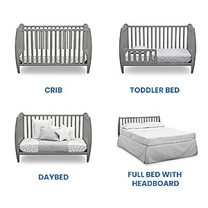 Delta Children Twinkle 4-in-1 Convertible Baby Crib, Easy to Assemble, Sustainable New Zealand Wood, Grey