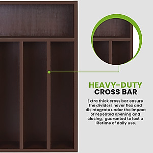 Utopia Kitchen Bamboo Silverware Organizer- 5 Compartments - Bamboo Drawer Organizer - Bamboo Hardware Organizer (5-Pack)