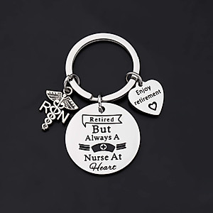UJIMS RN Nurse Keychain Registered Nurse Gifts Retired But Always A Nurse At Heart Enjoy Retirement Jewelry (RN Nurse Keychain)