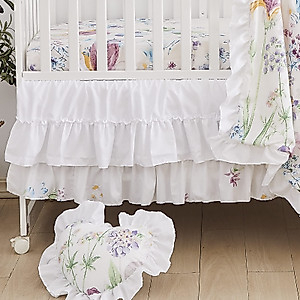 Brandream Gilrs Floral Bedding Boho Baby Bedding Watercolor Farmhouse Nursery Crib Blanket Set 3 Piece, Fitted Sheet, Skirt