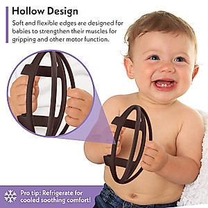 elbebe Silicone Football Baby Teether Toy -Teething Toys for Babies 0-6 months, BPA-free Baby Teething Toys, Chewable Baby Teethers 0-6 months, Baby Chew Toys for Teething Baby Relief -Chocolate Brown