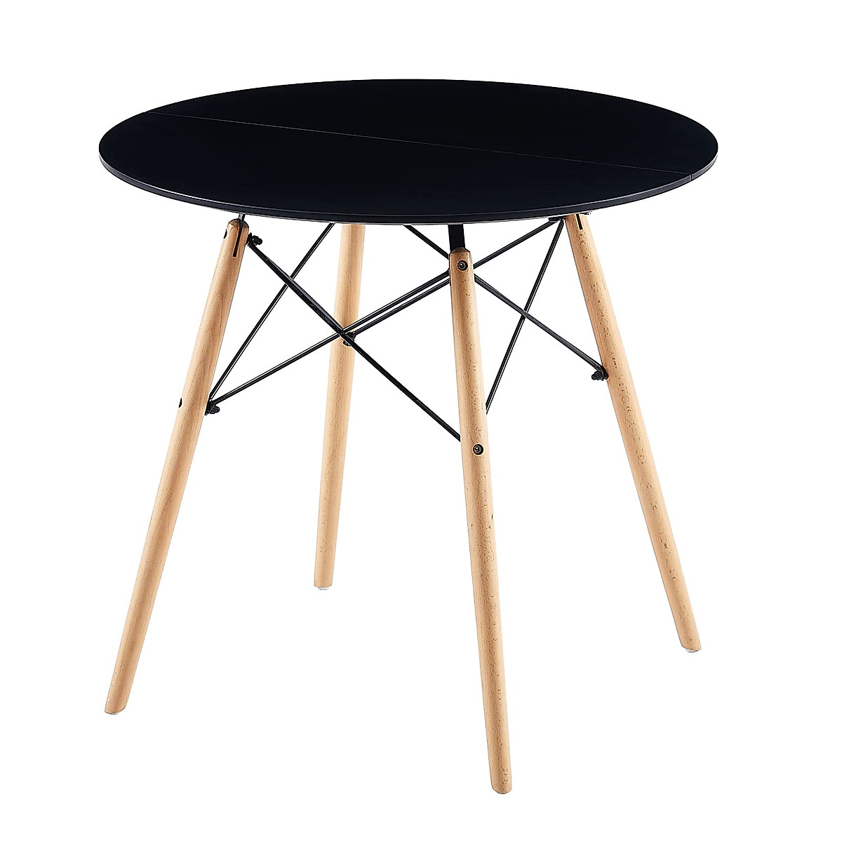 Liink1Ga Black Coffee Table 31.5''–Small,Round,Modern Dining Room Table Kitchen Table Coffee Table - for 2 to 4 People