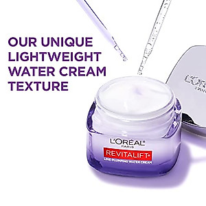 L'Oreal Paris Revitalift Micro Hyaluronic Acid + Ceramides Anti Aging Face Cream for Women, Softer, Brighter & Smoother Skin, Fragrance Free + Serum Sample