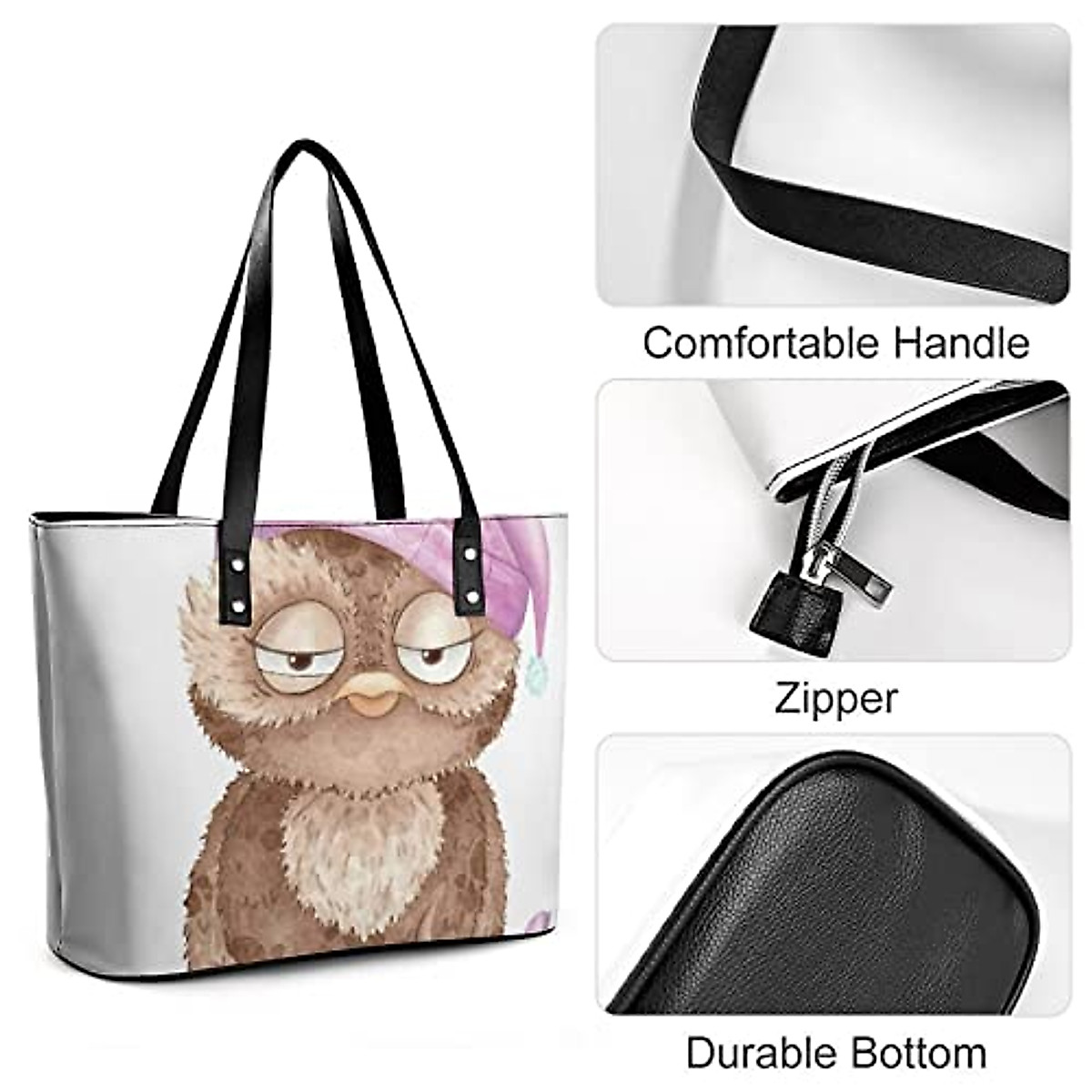 Womens Handbag Owl Leather Tote Bag Top Handle Satchel Bags For Lady