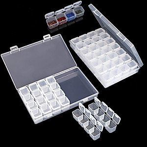 Diamond Painting Embroidery Box 2 Pack 28 Grids Plastic Storage Containers Adjustable Bead Case