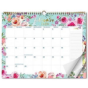 S&O Watercolor Floral Wall Calendar from Jan 2023-Jun 2024 - Tear-Off Monthly Calendar - 18 Month Academic Wall Calendar 2023-2024 - Hanging Calendar to Track for Anniversaries & Appointments - 10.5x13.5”in