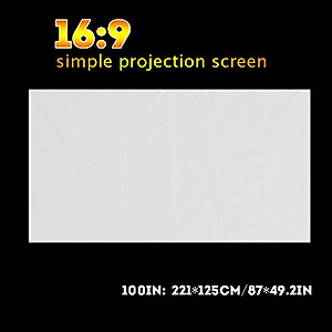 Projector Screen,Projector Curtain Rear Projection Screen 60-120 Inch Portable Foldable White Projector Curtain Screen 16:9 Indoor/Outdoor Movie Theater Open-air Cinema (100inch)