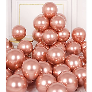 AULE Metallic Rose Gold Balloons 5 inch 50 Pcs Rose Gold Latex Balloons Chrome Helium Shiny Thicken Balloon Perfect Party Decoration for Wedding Birthday Baby Shower Graduation Christmas Carnival