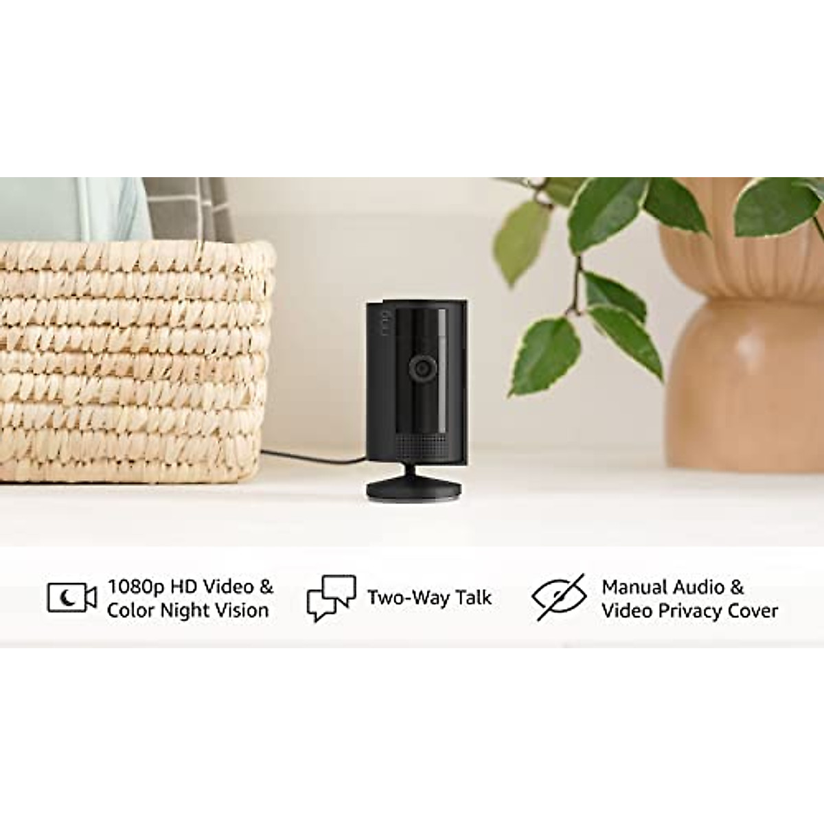 All-new Ring Indoor Cam (2nd Gen) | 1080p HD Video & Color Night Vision, Two-Way Talk, and Manual Audio & Video Privacy Cover (2023 release) | Black