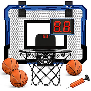 QDRAGON Mini Basketball Hoop, Over The Door for Indoor, with 3 Balls/Inflator/Breakaway Rim, Toy Gifts for Kids and Adults