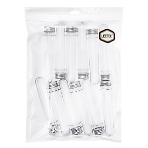 UEETEK 12pcs 40ml Plastic Test Tubes with Screw Caps(Transparent)