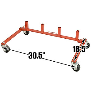 (4) Dragway Tools 12in. 1500 lb Hydraulic Car Wheel Dolly with Storage Stand
