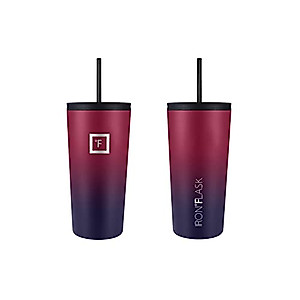 IRON °FLASK Classic Tumbler 2.0 - 20 Oz, 2 Lids (Straw/Flip), Vacuum Insulated Stainless Steel Bottle, Modern Double Walled, Simple Thermo Travel Mug, Hydro Water Metal Canteen - Dark Rainbow