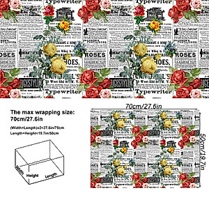 Dtiafu Vintage Newspaper Wrapping Paper Retro Floral Gift Wrap Paper - Rustic Wrapping Paper for Christmas Wedding Holiday - 20 x 28 Inch Per Sheet （6 Sheet）