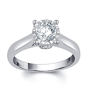 Beyond Brilliance 14K White Gold Solitaire Diamond Engagement Ring (1 carat, I-J Color, I2-I3 Clarity), Size 7