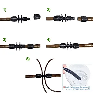 25PCS Drip Irrigation Kits, 5 Barbed Tee 1/2 inch to 1/4 inch Irrigation Tube Variable Diameter Six-Way Adapter and 20 Dripper Emitters Sprayer for 4mm/7mm Hose with Stake Water Flow Adjustable