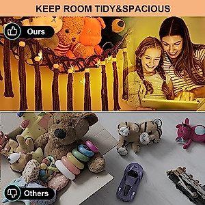 Razella Purple Stuffed Animal Net or Hammock with LED Light Net for Stuffed Animals Corner Plush Animal Storage Hammock for Wall Bedroom Living Boho Kids Room Decor