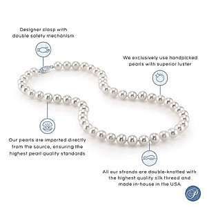 The Pearl Source 14K Gold 5.0-5.5mm AAAA Quality Round White Freshwater Cultured Pearl Necklace for Women 18" Princess Length