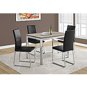 Monarch Specialties 1092 Chair, Set of 2, Side, Upholstered, Kitchen, Dining Room, Pu Leather Look, Metal, Chrome, Contemporary, Modern Chair-2Pcs, 17" L x 19.75" W x 38" H, Grey|Black
