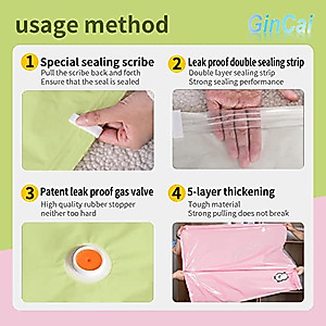 GinCai Vacuum storage bags (2 small, 2 medium, 2 large), which can save 80% of clothing storage space, pillows, quilts, blankets storage bags, and free electric pumps.