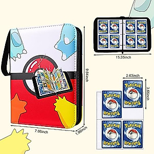 ESSAGER 4-Pocket Trading Card Binder, Fits 400 Cards with 50 Removable Sleeves, Zipper Card Collection Binder Album Book Storage Organizer - Toys Gifts for Boys Girls