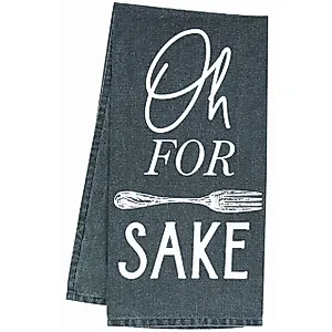 Col House Designs Funny Kitchen Towels with Sayings, Charcoal Grey - Funny Dish Towels (for Forks Sake)