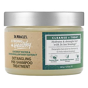 Dr. Miracle's Strong & Healthy Detangling Pre-Shampoo Treatment. Infused with Coconut Water, Marshmallow Root and Aloe Vera, Hydrates and Restores Moisture to Dry Damaged Hair 12 oz