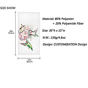 Hummingbirds Birds Hand Bath Towel Shower Towels Spring Pink Flowers Fingertip Bathroom Towel Kitchen Dish Guest Towel Highly Absorbent Soft for Hand Face Gym Spa 30 X 15 Inch