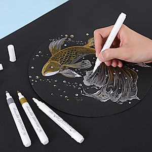 Acrylic Paint Pens Markers,9 Pack Acrylic Markers, 2-3mm Medium Tip, White Gold Silver Paint Pen for Art Projects, Drawing, Rock Painting,Wood, Plastic, Metal, Canvas DIY Crafts