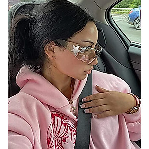 NULOOQ Rimless Y2K Sunglasses for Women Men – Trendy Star Shield Wrap Around Sunglasses Oversized Frameless Sun Glasses (Gradient Clear)