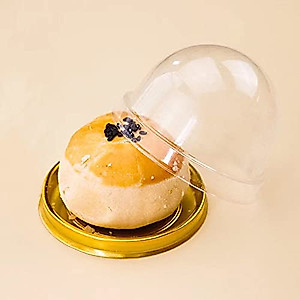 RAUVOLFIA 100 Pcs Mini Cupcake Container with Clear Dome, 2 Inch Transparent Plastic Muffins Cheese Pastry Dessert Mooncake Display Holder for Wedding Birthday Party